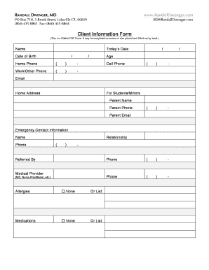 Fillable Online Randall Dwenger MD Intake Forms Fax Email Print - pdfFiller