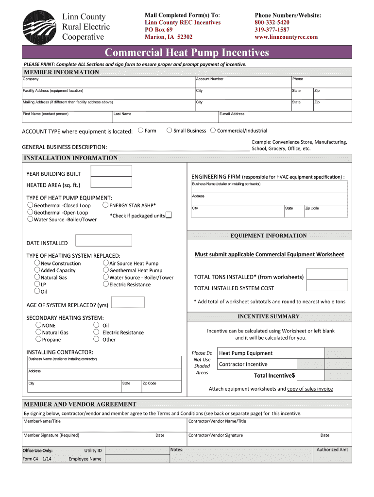 Fillable Online Commercial Heat Pump Incentives - Linn County Rural ...