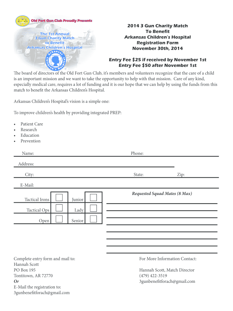 Fillable Online 2014 3Gun ACH Charity Match Registration Form Fax Email ...