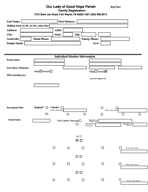 Fillable Online Blank Family Registration Form - Our Lady of Good Hope ...