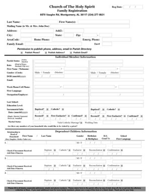 Fillable Online Blank Family Registration Form - Church of the Holy ...