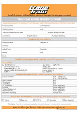 Fillable Online Training Room Bookings 2.cdr - Crane Train Fax Email Print - pdfFiller