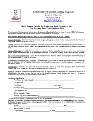 Fillable Online cslpreads Model Release Form CSLP 1 .DOC - cslpreads ...