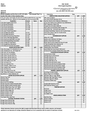 Client Supply Form 1-15-14.xlsx - Clinical Laboratory Partners - Fill and Sign Printable ...