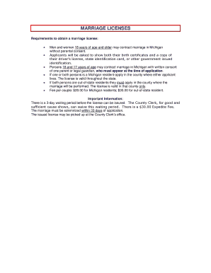 Fillable Online Requirements to obtain a marriage license: Fax Email ...