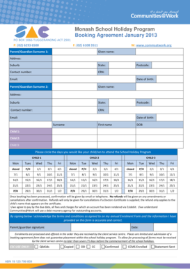 Fillable Online Monash School Holiday Program Fax Email Print - pdfFiller