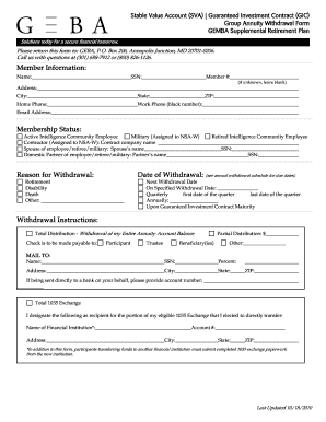 Fillable Online SVA Withdrawal Form - Geba.com Fax Email Print - pdfFiller