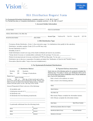 Fillable Online Vision IRA Distribution Request Form For Systematic/Scheduled distributions ...