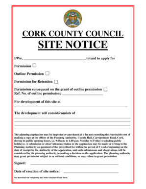 Fillable Online SITE NOTICE - Cork County Council Fax Email Print ...