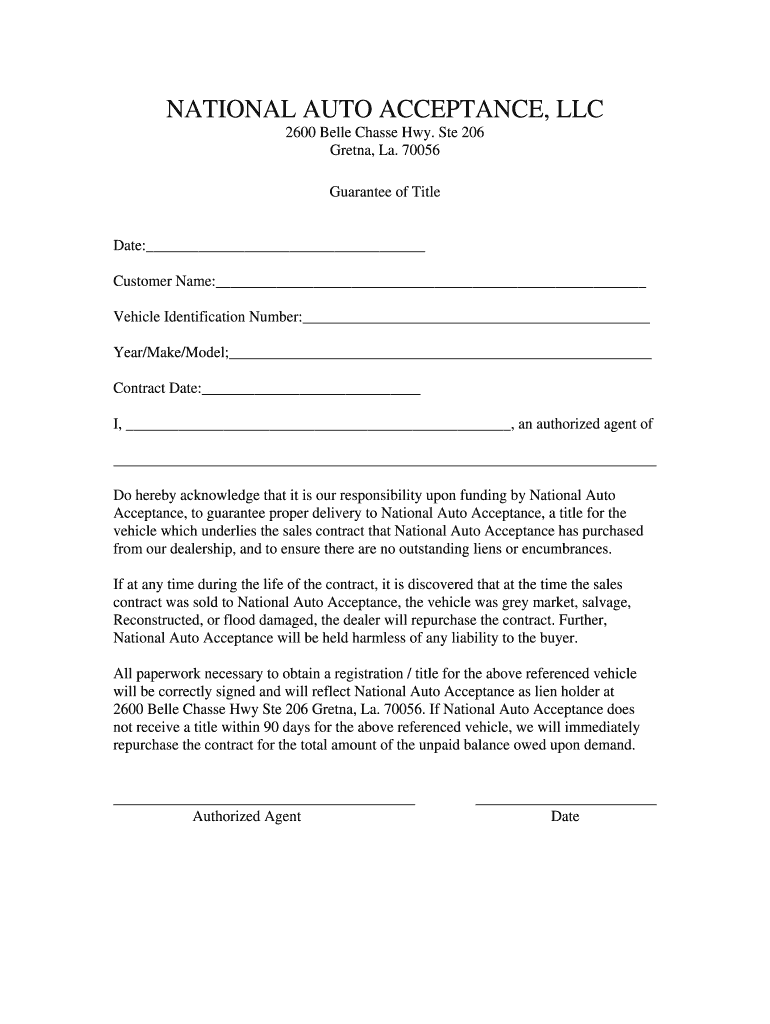 Letter Of Guarantee For Title Fill Online Printable Fillable Blank 