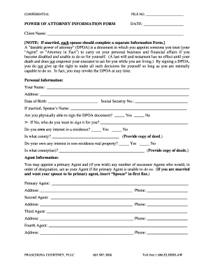 Fillable Online POWER OF ATTORNEY INFORMATION FORM - Elderlawms.com Fax ...