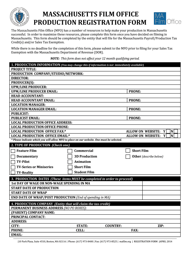 Fillable Online mafilm Massachusetts film office production ...