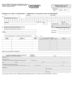 Fillable Online uoguelph Request for Letter of bPermissionb pdf - University of Guelph ...