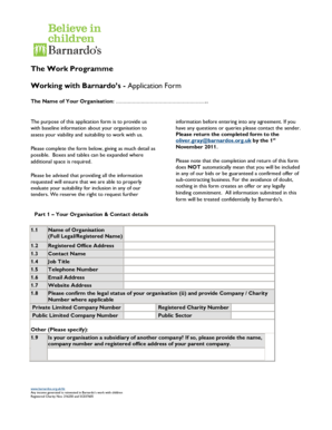 Fillable Online barnardos org The Work Programme Working with Barnardo's - Application Form ...