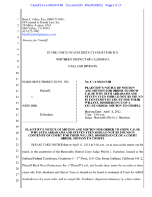 Fillable Online 20 MOTION FOR CONTEMPT OF COURT HARD DRIVE - 11-5634 ...