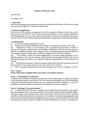 Fillable Online Statutory Will Forms 1925 Fax Email Print - pdfFiller