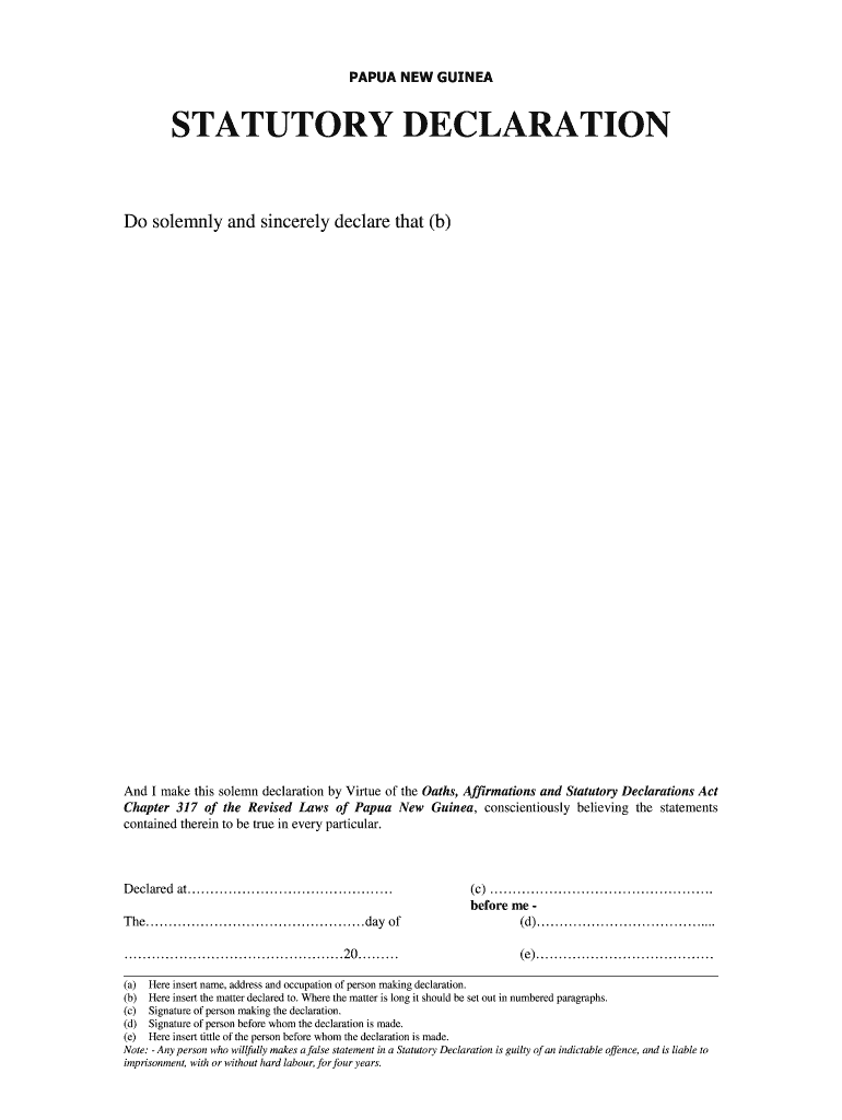 Statutory Declaration Form Fill Online Printable Fillable Blank 