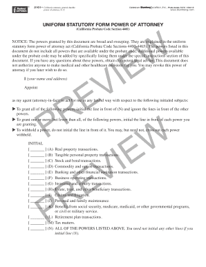 Fillable Online Uniform statutory form power of attorney - Blumberg ...