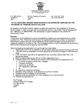 Fillable Online To all suppliers seeking registration as an approved supplier Fax Email Print ...