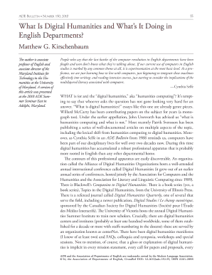 Fillable Online What Is Digital Humanities and Whats It Doing in Fax ...