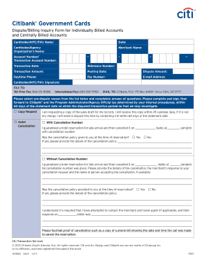 Fillable Online Dispute Form - Citi Transaction Services - Citigroup ...