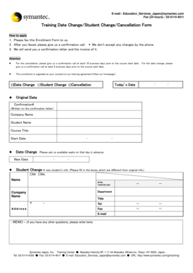Fillable Online Training Date Change/Student Change/Cancellation Form ...
