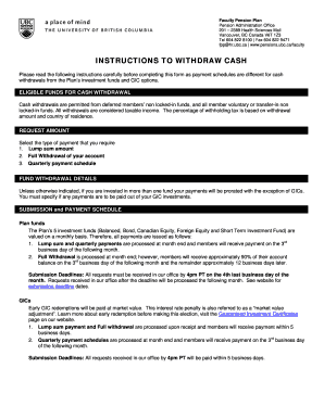 Fillable Online pensions ubc Request to Withdraw Cash - UBC Pension Administration Office ...