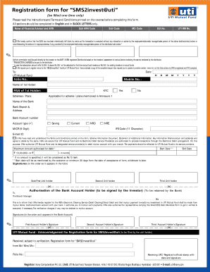 Fillable Online Registration form for SMS2invest uti - UTI Mutual Fund ...