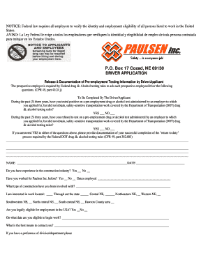 Fillable Online Cdl driver application - Paulsen Inc. Fax Email Print ...