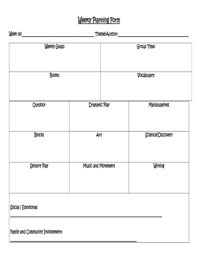 Fillable Online ccpdi usu Weekly Planning Form - CCPDI - ccpdi usu Fax ...