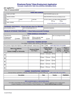 Fillable Online shopaitribes EMPLOYMENT APPLICATION Shoshone-Paiute ...