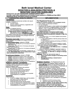 Fillable Online SEDATION PROTOCOL FORM 12.20.11 Fax Email Print - pdfFiller