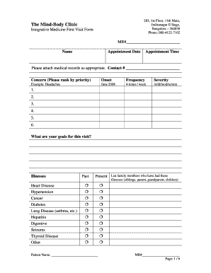 Fillable Online Patient Intake Form.doc. Affordable Care Act Timeline ...