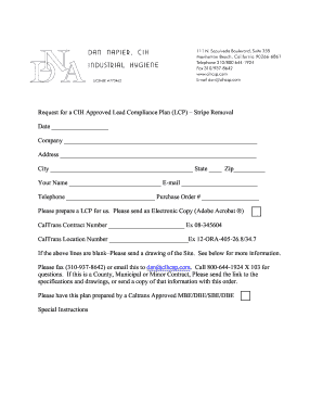 Request For A CIH Approved Lead Compliance Plan LCP - Fill and Sign ...