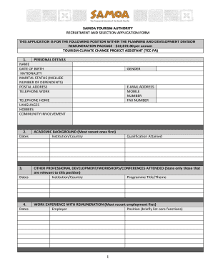 Fillable Online samoa tourism climate change project assistant in samoa ...