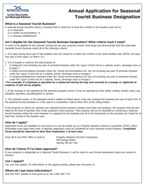 Fillable Online Annual Application for Seasonal Tourist Business ...
