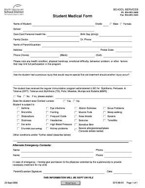 Fillable Online Student Medical Form Fax Email Print - pdfFiller