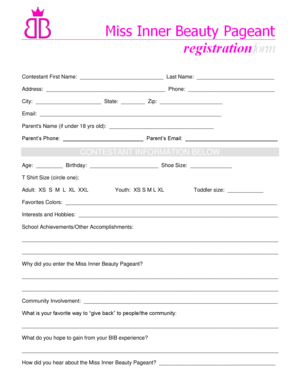 Fillable Online CONTESTANT INFORMATION BELOW Fax Email Print - pdfFiller