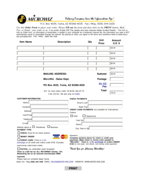Fillable Online Fill-able orderform - MicroWiz Fax Email Print - pdfFiller