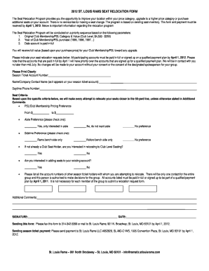 Fillable Online 2012 ST. LOUIS RAMS SEAT RELOCATION FORM Fax Email ...