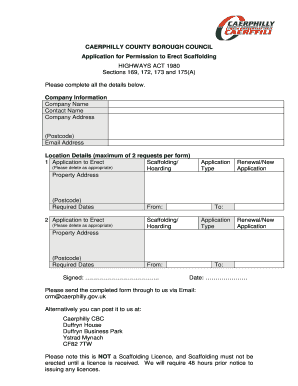 Fillable Online CAERPHILLY COUNTY BOROUGH COUNCIL Application for ...