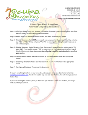Fillable Online Private Open Water Scuba Class Paperwork ... - Scuba ...