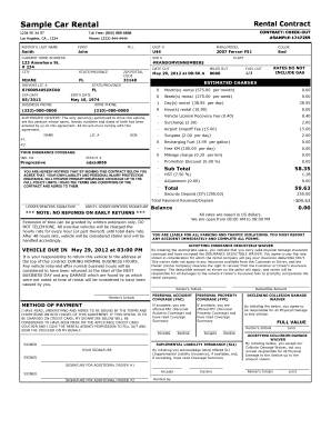 Fillable Online Sample Car Rental Rental Contract Fax Email Print ...