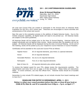 Fillable Online lisdpta Historian Guidelines 2011-12 - Lewisville ISD ...