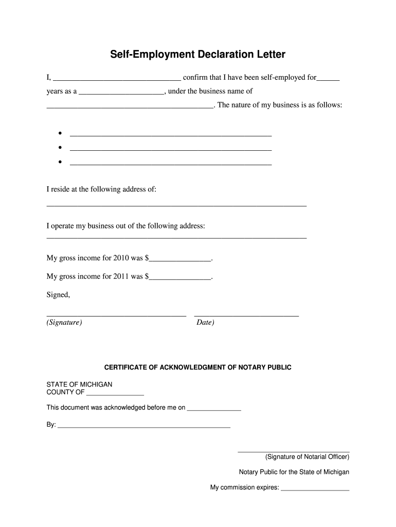Self Declaration Letter 2020 Fill And Sign Printable Template Online 