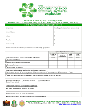 Fillable Online 2011 MAF Expo Vendor Registration Form Fax Email Print ...