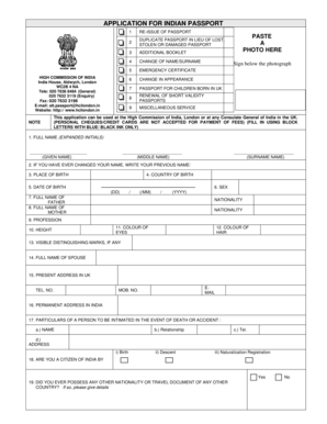 Fillable Online APPLICATION FOR INDIAN PASSPORT - NRI Information Fax ...