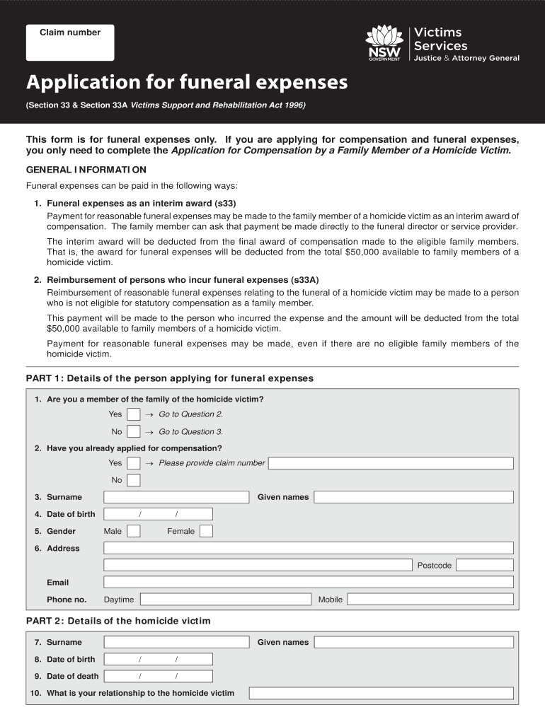 Fillable Online Application for funeral expenses Fax Email Print ...