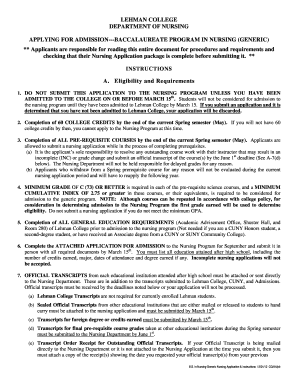 Fillable Online lehman cuny To download the application for the B.S. in ... - Lehman College ...