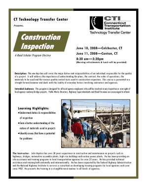Fillable Online t2center uconn Construction Inspection Flyer - CTI - Technology Transfer Center ...